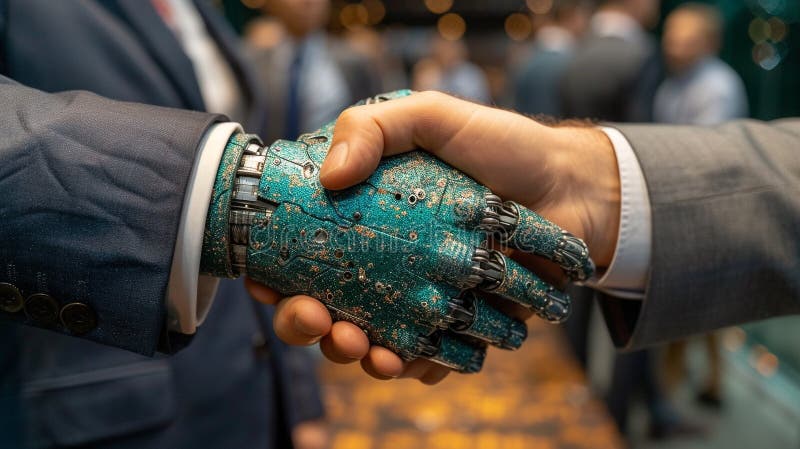 A Human and a Robot are Shaking Hands. AI Generated. Stock Illustration ...