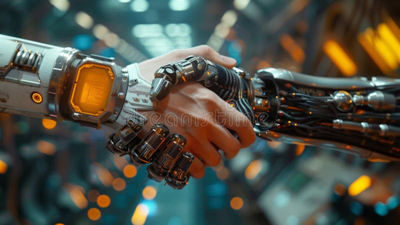 Human Robot Hands Shaking Futuristic Environment Stock Photos - Free ...