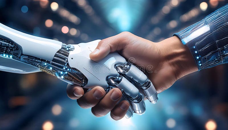 Human and Robot Shaking Hands, Symbolizing Collaboration and the Future ...