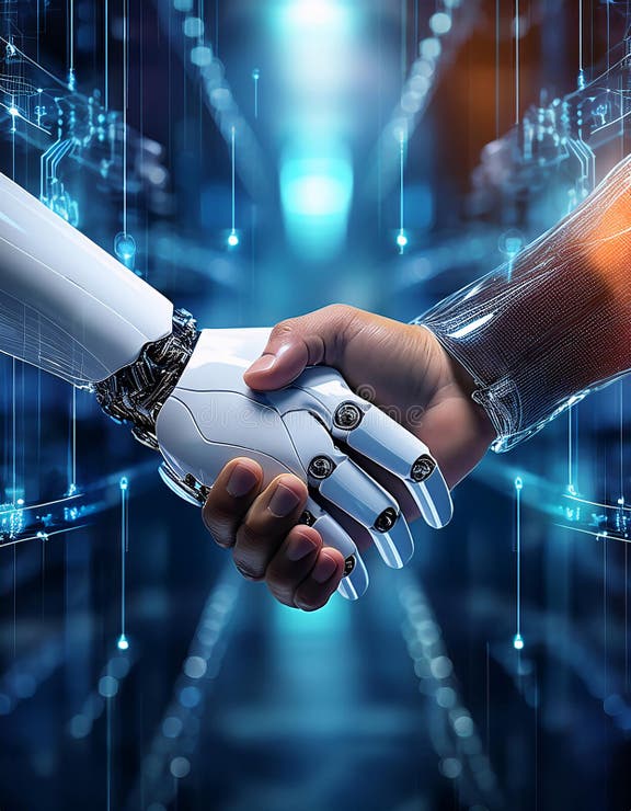 Human and Robot Shaking Hands, Symbolizing Collaboration and the Future ...