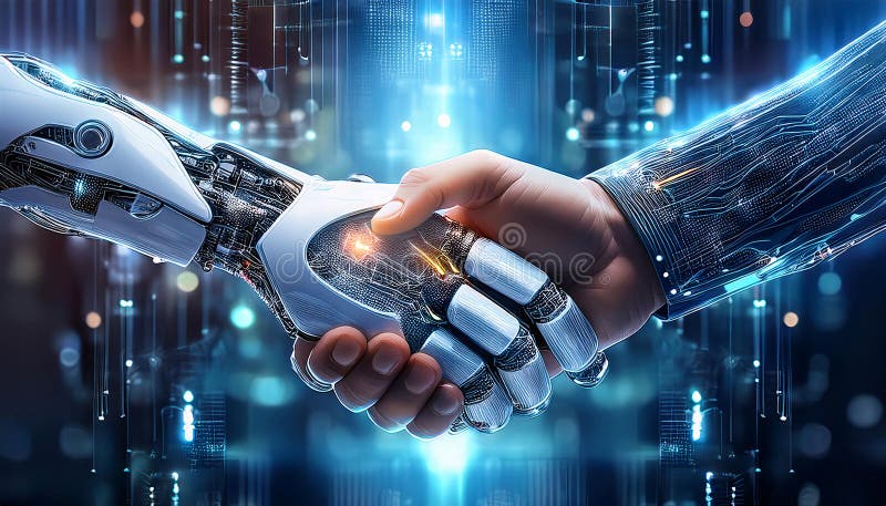 Human and Robot Shaking Hands, Symbolizing Collaboration and the Future ...
