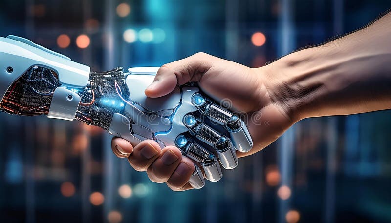 Human and Robot Shaking Hands, Symbolizing Collaboration and the Future ...