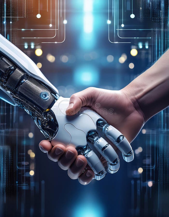 Human and Robot Shaking Hands, Symbolizing Collaboration and the Future ...