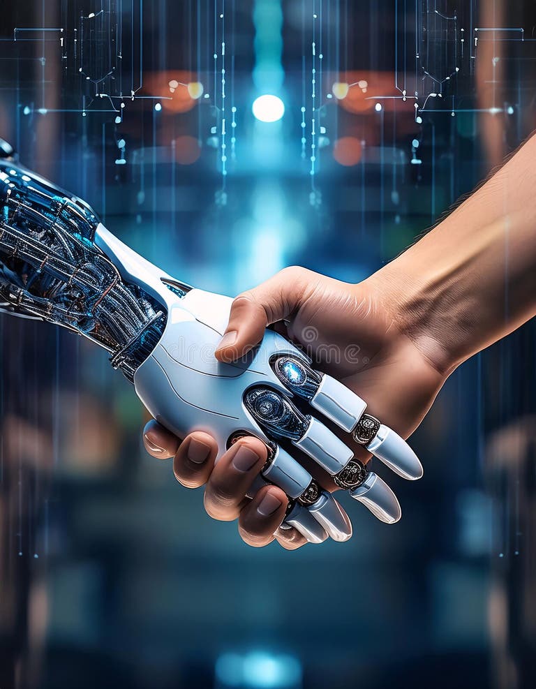 Generative Ai Human Ai Machine Collaboration Hands Stock Illustrations – 233 Generative Ai Human ...
