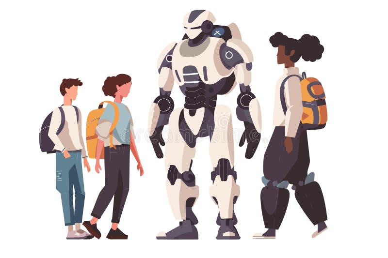 Human-robot Teamwork in Industry Isolated Vector Style Stock Vector ...