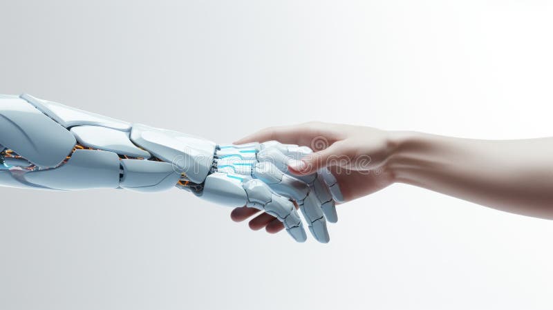 Human and Robot Touching Fingers AI Generated Stock Illustration ...