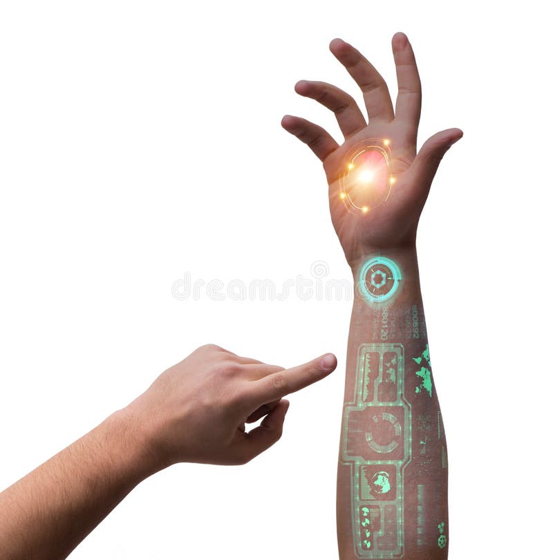 Human Robotic Hand in Futuristic Concept Stock Image - Image of health ...