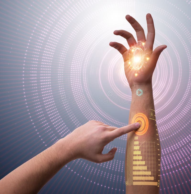 Human Robotic Hand in Futuristic Concept Stock Photo - Image of hand ...