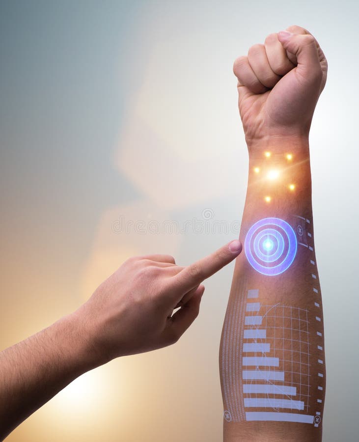 Human Robotic Hand in Futuristic Concept Stock Photo - Image of ...