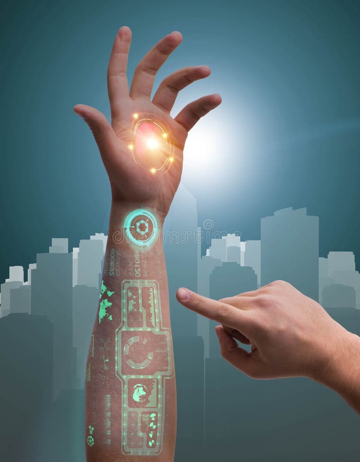Human Robotic Hand in Futuristic Concept Stock Photo - Image of ...