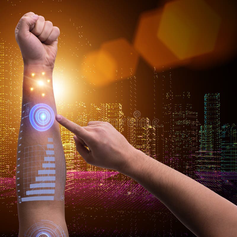 The Human Robotic Hand in Futuristic Concept Stock Image - Image of ...