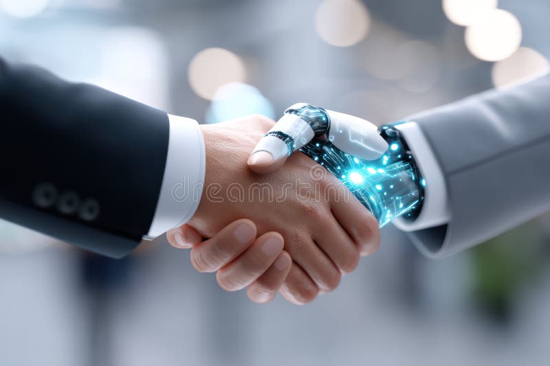 Human Hand Shaking Digital Symbolizing Unity Connection Stock Photos ...