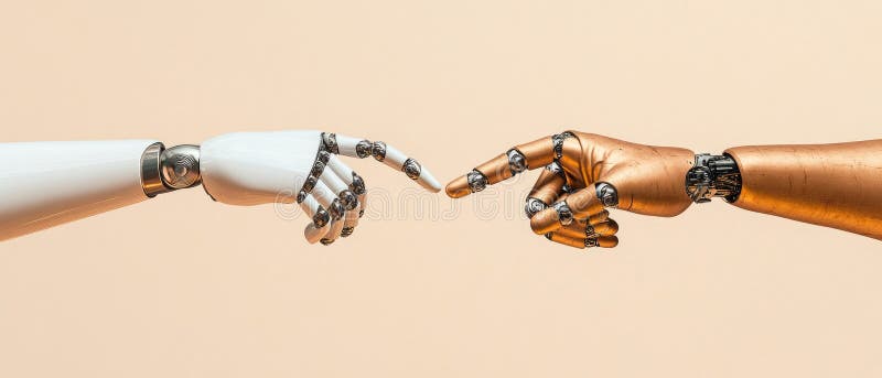 Human and Robotic Hands Reaching Out in a Symbolic Connection ...