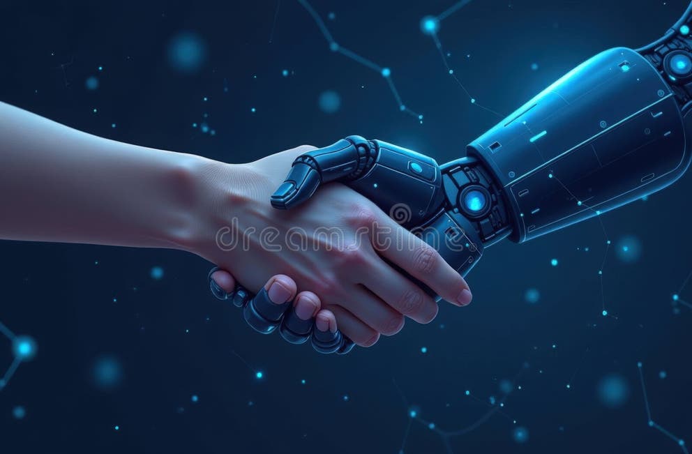 Human and Robotic Handshake Symbolizing Human-machine Collaboration ...