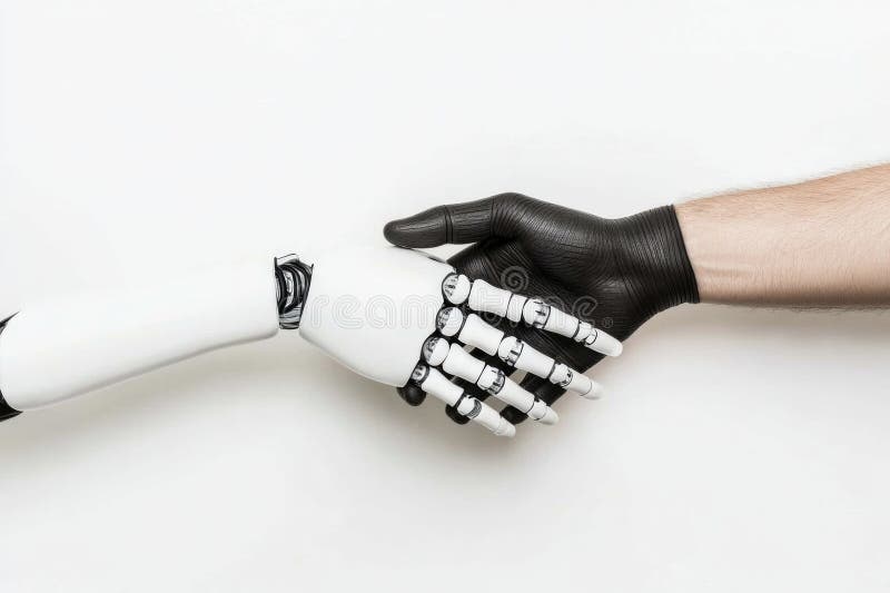 Human and Robotic Handshake Symbolizing Technology and Collaboration ...