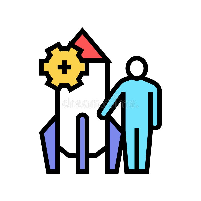 Human and Rocket Fast Work Color Icon Vector Illustration Stock ...
