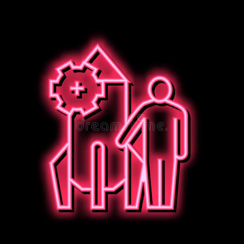 Human and Rocket Fast Work Neon Glow Icon Illustration Stock Vector ...