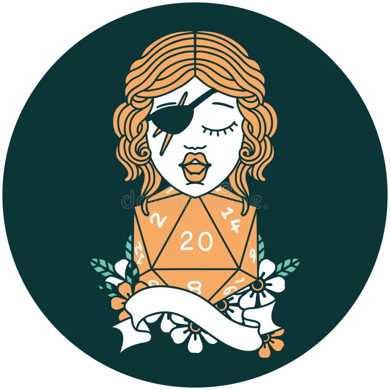 Human Rogue with Natural 20 Dice Roll Icon Stock Vector - Illustration ...