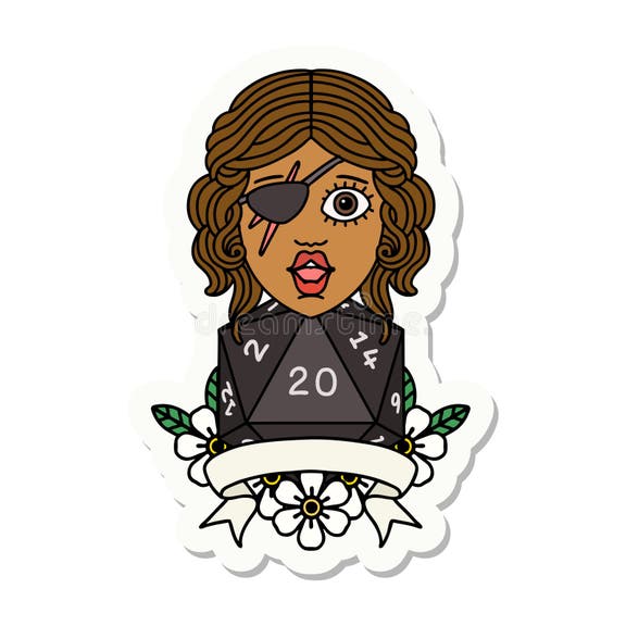 Human Rogue with Natural 20 Dice Roll Sticker Stock Vector ...