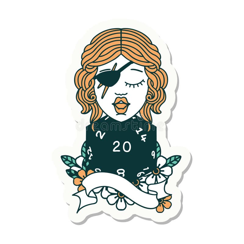 Human Rogue with Natural 20 Dice Roll Sticker Stock Vector ...