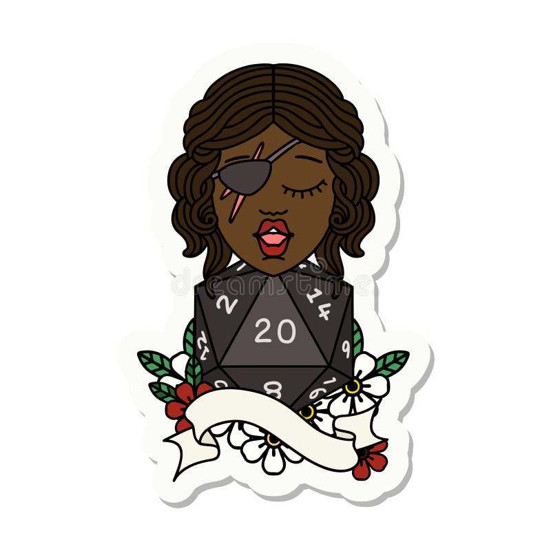Human Rogue with Natural 20 Dice Roll Sticker Stock Vector ...