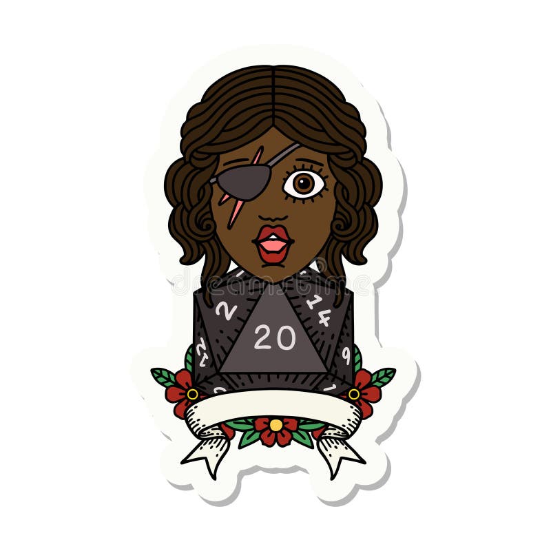 Human Rogue with Natural 20 Dice Roll Sticker Stock Vector ...