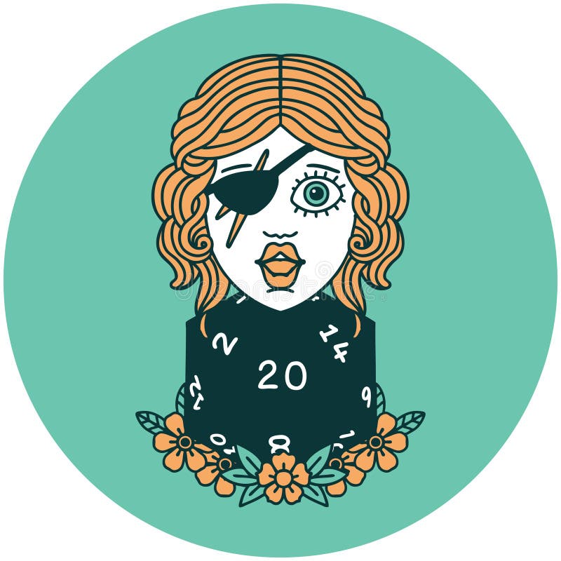 Human Rogue with Natural Twenty Dice Roll Icon Stock Vector ...