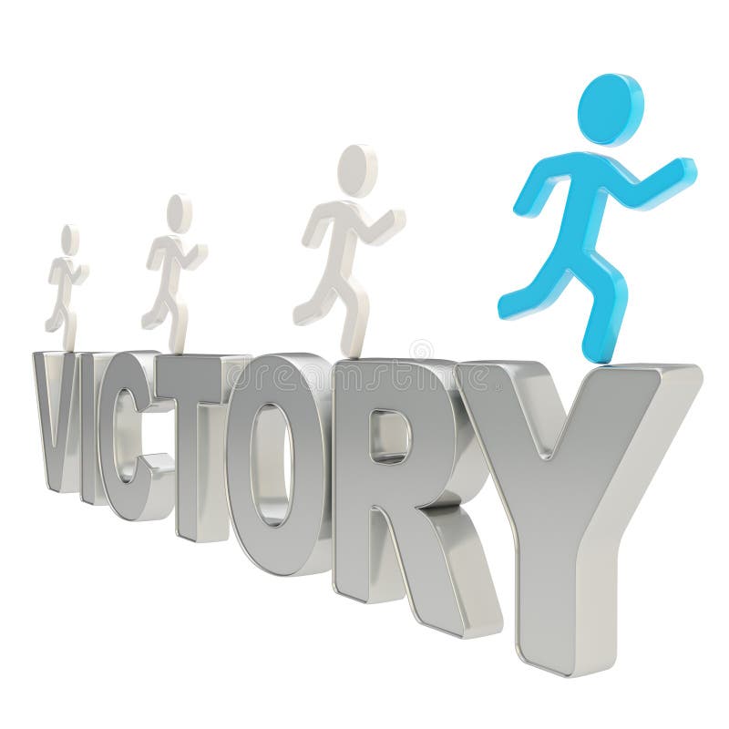 Human Running Symbolic Figures Over the Word Victory Stock Illustration ...