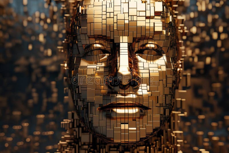 Human S Face with 3D Cubes and Particles in Space As Symbol of ...