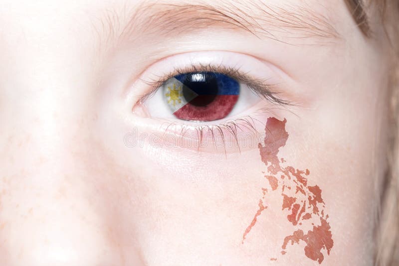 Human& X27;s Face with National Flag and Map of Philippines. Stock ...