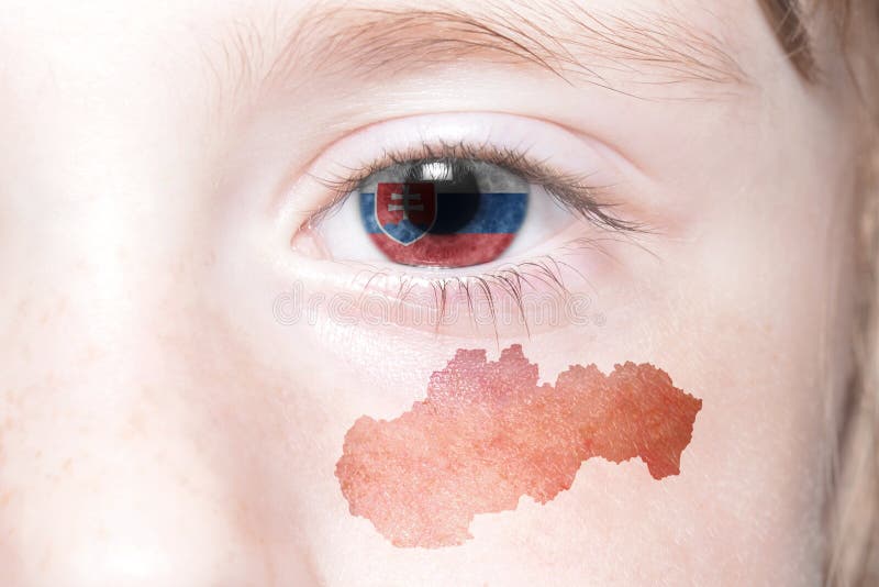 Human& X27;s Face with National Flag and Map of Slovakia. Stock Image ...