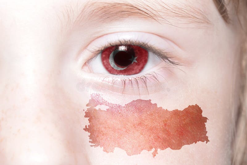 Human& X27;s Face with National Flag and Map of Turkey. Stock Image ...