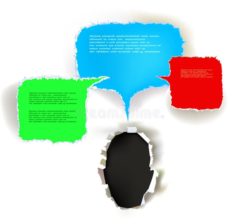 Human S Head and Bubble, Ripped Paper Collection Stock Vector ...