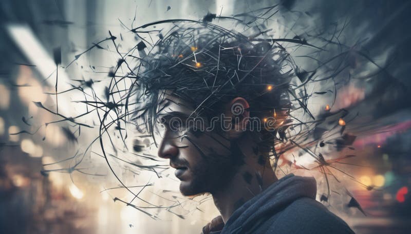 Human S Head in the Darkness. Concept of Schizophrenia and Chaotic Mind ...