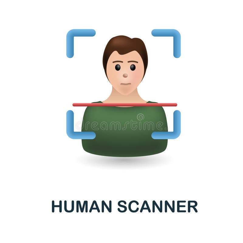 3d Man Security with Scanner Stock Illustration - Illustration of ...