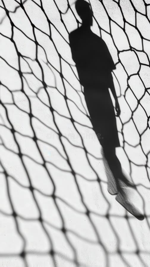 Human Shadow Intertwined with a Net Pattern Stock Illustration ...