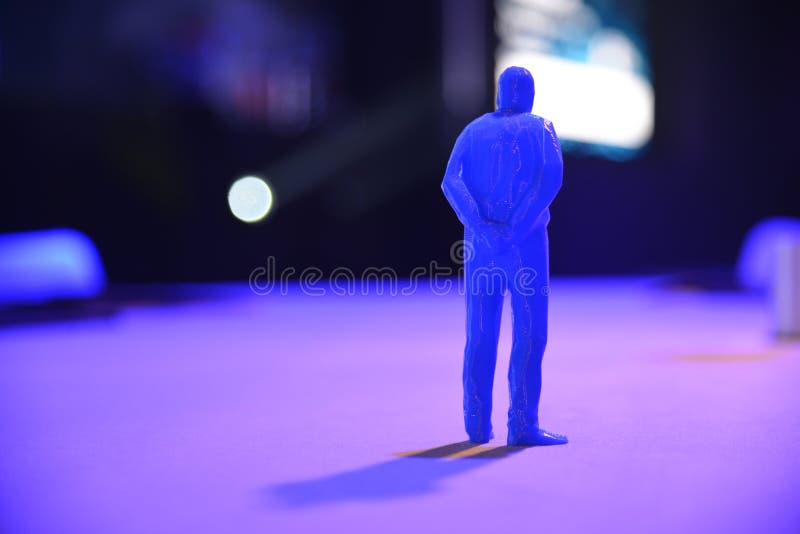 Human Shape Figure and Shadow in Blue Light Stock Image - Image of ...