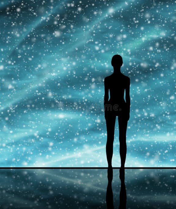 Human Shape Over the Stellar Background Stock Illustration ...