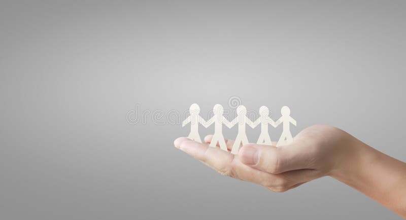 Human Shape in Paper Cut with Hand by Hand or Shake Hand in Hand Stock ...