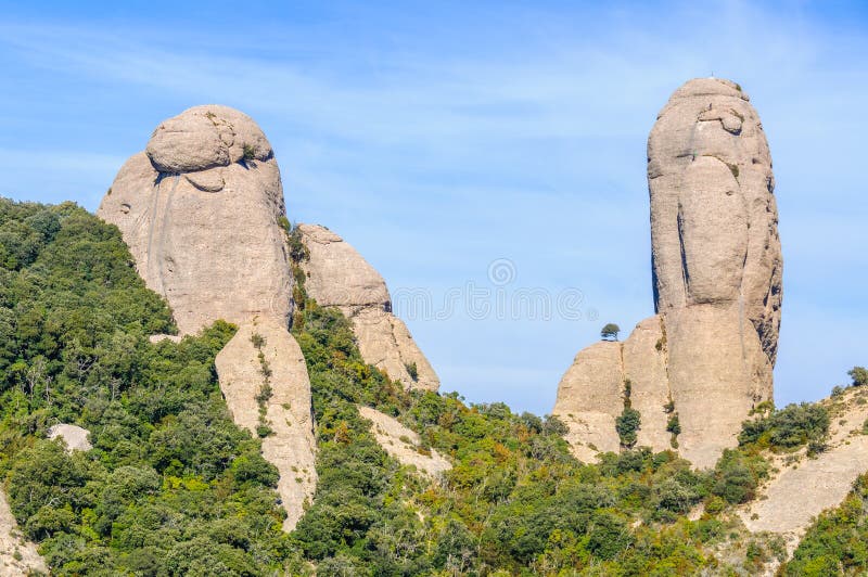 Human Shape Rocks in Montserrat Mountain, Spain Stock Image - Image of ...