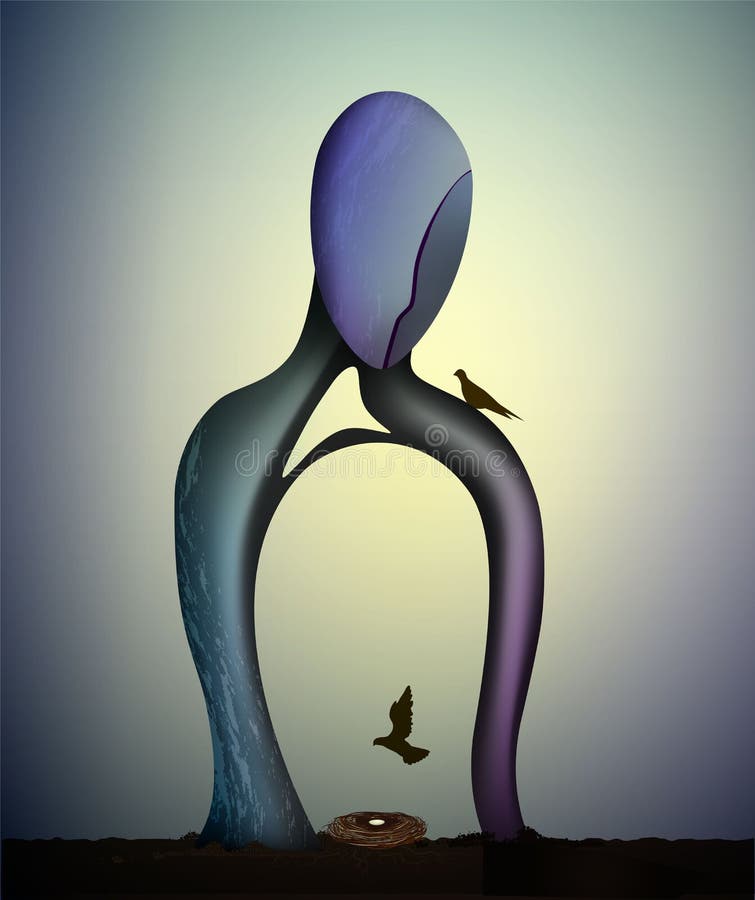 Tree with Pigeons and the Love Message Stock Vector - Illustration of ...