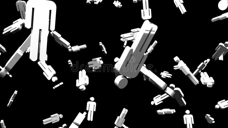 Human Shaped Objects on Black Background Stock Footage - Video of ...