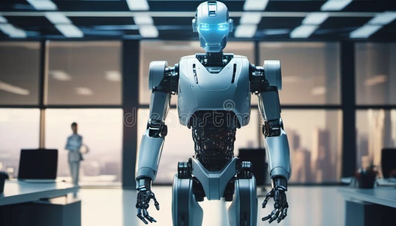 Human Shaped Robot in Modern Space. Stock Illustration - Illustration ...