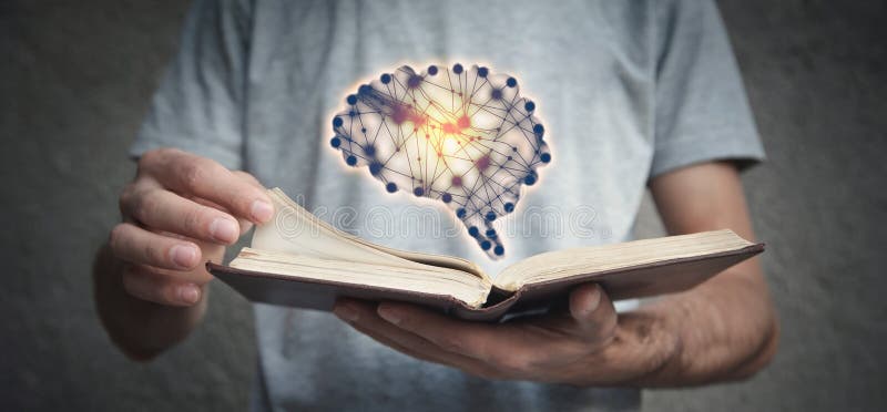 Human Showing Book with a Human Brain. Knowledge Stock Image - Image of ...