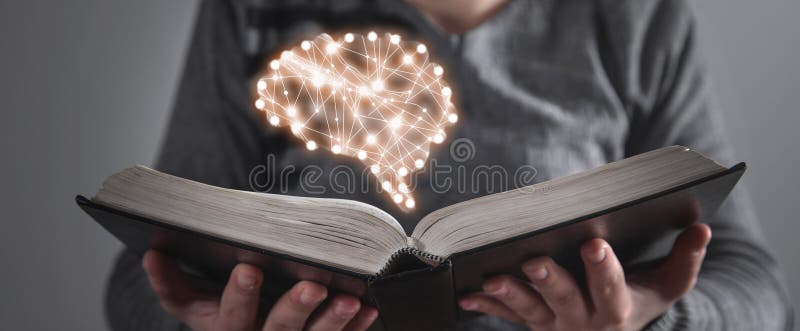 Human Showing Book with a Human Brain. Knowledge Stock Image - Image of ...