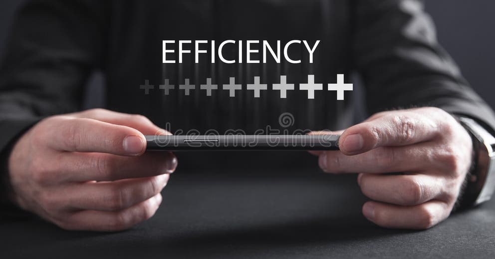 Human Showing Efficiency Word with a Plus Symbols Stock Illustration ...