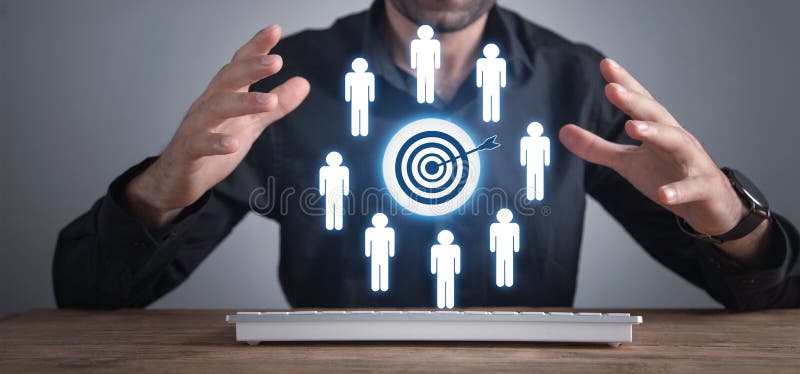 Human Showing Target Dart with a People Symbols. Targeting Concept ...