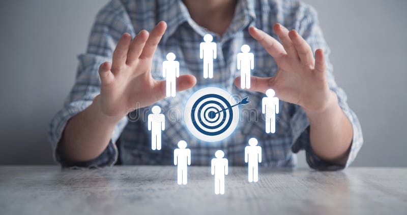Human Showing Target Dart with a People Symbols. Targeting Concept ...