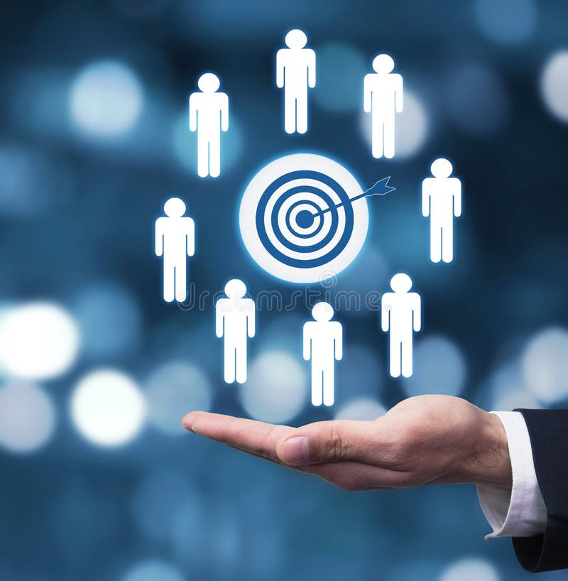 Human Showing Target Dart with a People Symbols. Targeting Concept ...