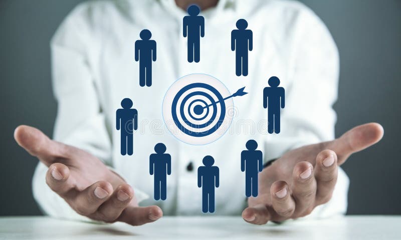 Human Showing Target Dart with a People Symbols. Targeting Concept ...